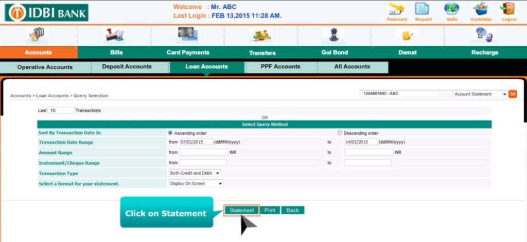 How to Download IDBI Bank Account Statement in PDF format