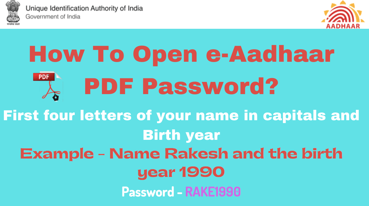 How To Open E Aadhaar PDF Password 